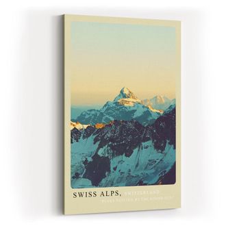 Paul Sinus Art Paul Sinus Kunstdruck 40x60cm Swiss Alps mit Sonnenaufgang &uuml;ber verschneiten Berggipfeln