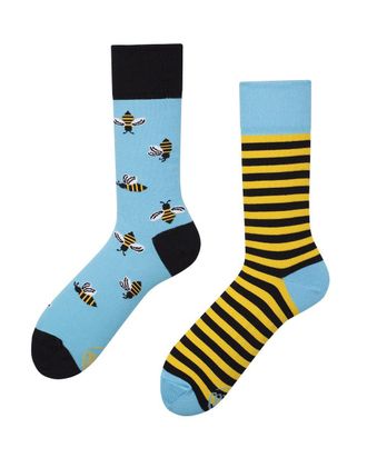 Many Mornings Lustige Socken Damen un Herren Bienen Motiv Verschiedene Socken Witzige Bunte Baumwollsocken, Geschenkidee Gr&ouml;&szlig;e 39-42