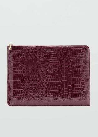 Mango Housse ordinateur portable effet croco brillant bordeaux - Femme - Taille unique - MANGO