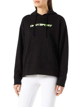 DKNY Damen Dkny Sport Womens Layered Shadow Logo Pull Over Hoodie Shirt, Schwarz, L EU