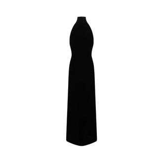 Max Mara Robe Longue Armida &agrave; Col Halter - Femme - Robes - Noir - Taille: 40 FR