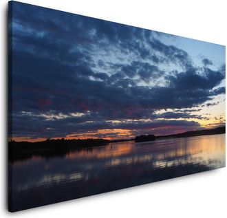 Paul Sinus Art Sonnenuntergang Meer 120x 60cm Panorama Leinwand Bild XXL Format Wandbilder Wohnzimmer Wohnung Deko Kunstdrucke