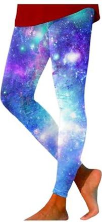 Generic Legging imprim&eacute; color&eacute; pour femme - Pantalon de yoga extensible - Taille haute - Legging de sport/plan&egrave;te/espace - Avec empi&egrave;cement en maille - Pour f