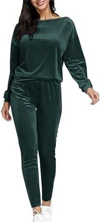 Generic Surv&ecirc;tement dhiver chaud pour femme - Surv&ecirc;tement avec manches longues et taille &eacute;lastique - Pantalon de jogging en velours - Tenue de maison - Tenue 