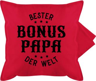 Shirtracer Kissenbezug - zum - Bester Bonus Papa der Welt I Bonuspapa Geschenk Stiefvater Geschenke Vatertag - 50 x 50 cm - Rot - Vatertagsgeschenk Herrentag dad