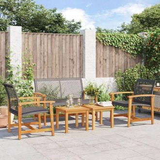 vidaXL vidaXL 5-tlg. Garten-Lounge-Set Schwarz Poly Rattan und Akazienholz