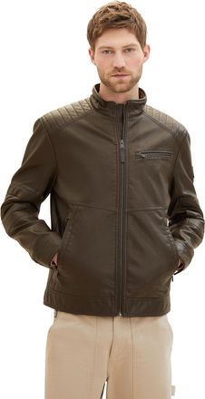 Tom Tailor Herren Fake-Lederjacke im Biker-Style, 30513 - Buffalo Brown Fake Leather, XXL