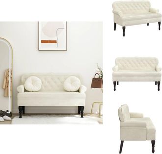 vidaXL Banc avec dossier cr&egrave;me 119,5x64,5x75 cm velours - Banc - Bancs - Banquette - Chaise De Banc