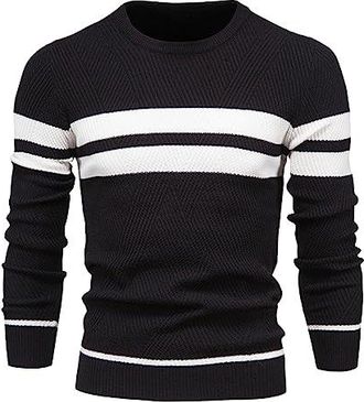 Generic T-shirt ray&eacute; d&eacute;contract&eacute; pour homme - Pull ray&eacute; d&eacute;contract&eacute; pour homme - Col rond - Taille europ&eacute;enne - Pour entra&icirc;nement int&eacute;rieur et ext&eacute;rieur, Noir