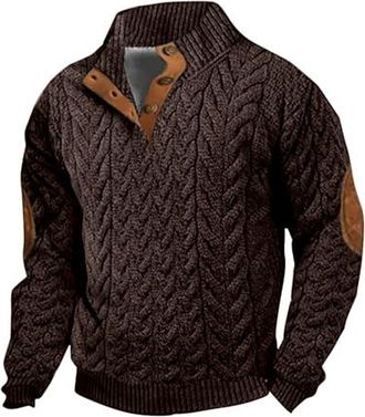 Generic Pull à col rond pour homme - Décontracté - Tendance - Ample et tendance - Imprimé - Bouton - Manches longues - Sweat à capuche - Sweatshirt décontract
