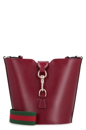 Gucci Womens Mini Leather Bucket Bag Burgundy