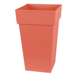 Eda Blumentopf, quadratisch, hoch, Toskana, Volumen 62 l, 39 x 39 x 65 cm, Orange