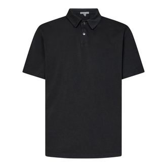 James Perse Kohlegrauer Wildleder-Jersey-Poloshirt - - Tops - Herren - Schwarzk - L