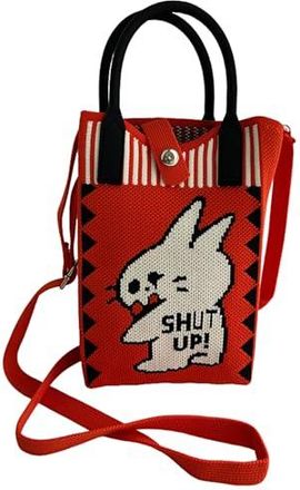 Generic Sac &agrave; bandouli&egrave;re tricot&eacute; pour t&eacute;l&eacute;phone portable avec boucle magn&eacute;tique, sac &agrave; bandouli&egrave;re carr&eacute; vertical en fibre de polyester, 12 x 18 cm avec sang