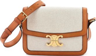 Celine Triomphe Shoulder Bag Canvas with Leather Medium crossbody bag - Braun