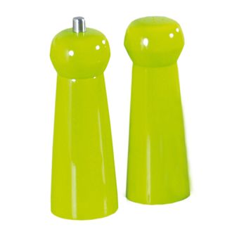 KESPER 13520 Pfeffermühle und Salzstreuer, aus Gummibaumholz, Maße - ø 5.5 cm, Höhe - 15.5/16.5 cm, grün