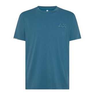 Sun 68 Homme, Tops, Bleu, Taille: M T-shirt en Coton &agrave; Manches Courtes avec Logo