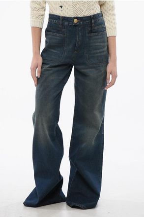 Balmain Jeans im Flared Fit mit 4 Taschen und Schmuckknopf Gr&ouml;&szlig;e 44