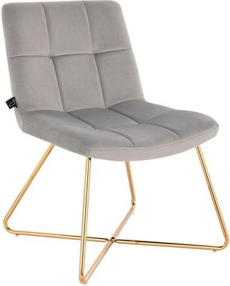 SVITA Lynn Loungesessel Cocktailsessel Clubsessel Polsterstuhl ohne Armlehnen Goldene Beine Samt-Polster Grau - Svita