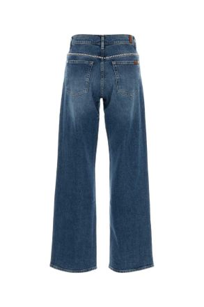 7 For All Mankind Womens Stretch Denim Stovepipe Jeans Azzurro Exterior: Cotton Elastane