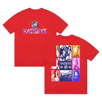 Generic Katseye T-shirt photo 2025 Beau Chaos Tour ras du cou à manches courtes en coton pour hommes et femmes, Rouge, XXL