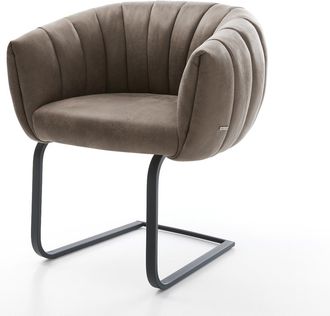 DELIFE Freischwinger Jada-Flex Mikrofaser Taupe Vintage Freischwinger flach Schwarz Taschenfederkern, Esszimmerst&uuml;hle