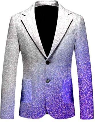 Generic Veste pour homme - Imprim&eacute; multicolore - Coupe ajust&eacute;e - Veste de costume amusante avec motif pour carnaval, f&ecirc;te, festival - Blazer pour homme modern