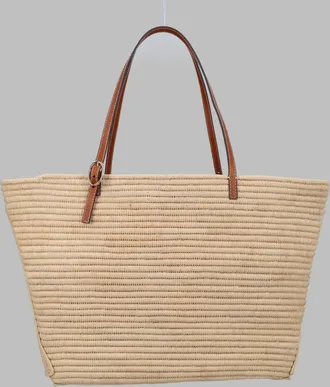 Tory Burch Womens Tote Bag Raffia Beige Handbags Hand