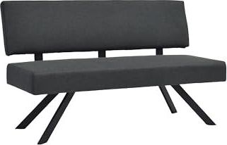 Byliving Sitzbank Toronto, Bezug in dunkelgrau, Gestell in schwarz, mit R&uuml;ckenlehne und hohem Sitzkomfort, Esszimmerbank, K&uuml;chenbank, Ma&szlig;e: B 138, H 83, T 60 c