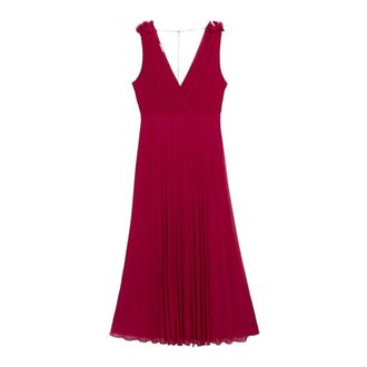 Oltre Femme, Robes, Rose, Taille: 42 FR Longue robe pliss&eacute;e &agrave; volants