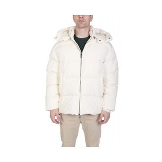 Emporio Armani Gesteppte Ottoman-Nylon-Daunenjacke mit durchgehendem Rei&szlig;verschluss - - Jackets - Herren - Wei&szlig; - M