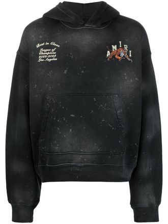 Amiri hoodie &agrave; bords nervur&eacute;s Vintage Tiger - Noir