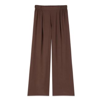 Oltre Viskose-Mischung Wide Leg Hose - - Trousers - Damen - Braun - M