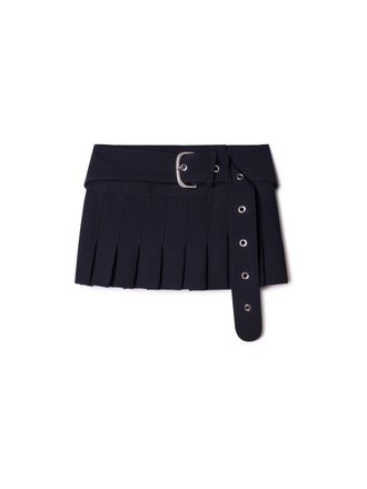 Off-white minijupe pliss&eacute;e &agrave; taille ceintur&eacute;e