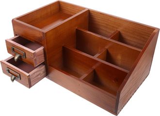 SOLUSTRE Holz Make up Organizer Fächern Vintage Desktop Aufbewahrungskasten für Kosmetik Schmuck Parfüm Stabiles Design Ästhetische Schreibtisch Dekoration Hom