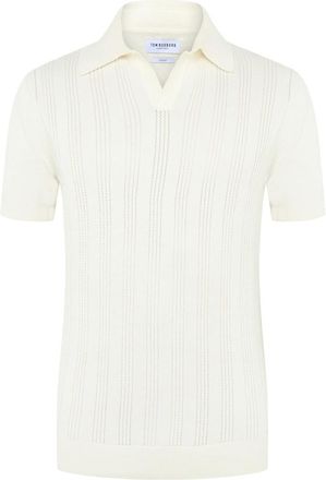 Tom Rusborg Poloshirt aus Baumwolle mit Variokragen und Streifenstrutkur in