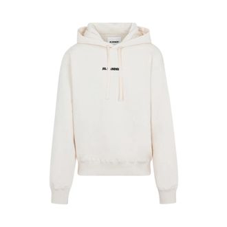 Jil Sander Logo-Print Baumwoll-Hoodie - - Sweatshirts & Hoodies - Damen - Beige - L
