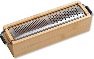 KESPER | Parmesanreibe, Material: Edelstahl, Bambus, Maße: B 25 x H 5,6 x T 6,2 cm, Farbe: Silber, Braun | 58060
