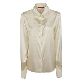 Ermanno Scervino Femme, Blouses et Chemises, Beige, Taille: 38 FR Chemise &agrave; motif en soie