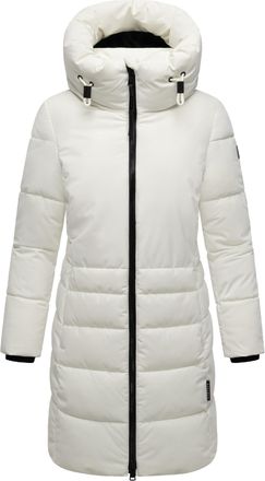 Navahoo Damen Langer Wintermantel warmer Steppmantel mit hohem Kragen und zur H&auml;lfte kuscheligem Fleece-Innenfutter Mondnebel XIV Offwhite Gr. 4XL