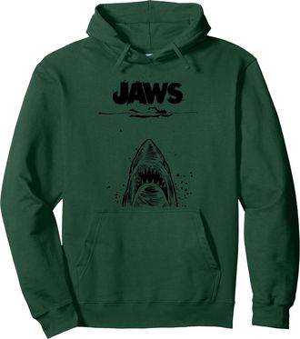 Jaws 50th Anniversary Poster Black & White Sketch 2-Sided Pullover Hoodie