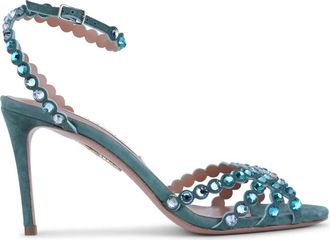 Aquazzura Sandalen - Turquoise Leather Tequila Sandals 85 - Gr. 36 (EU) - in Grau - f&uuml;r Damen