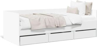 vidaXL Lit de jour avec tiroirs blanc 100x200 cm bois ding&eacute;nierie - Vidaxl
