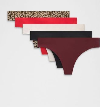 lululemon String InvisiWear taille mi-haute Lot de 5 pour Femmes - Noir/Rouge/Brun - Taille XL