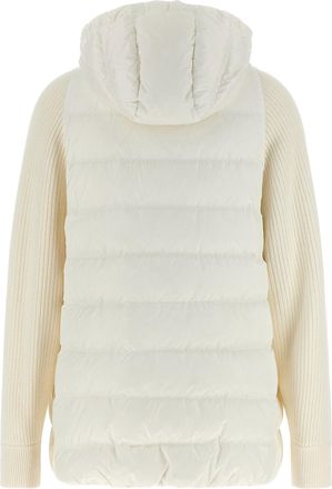 Brunello Cucinelli Quilted Nylon with Wool Sleeves Down Jacket - Cream