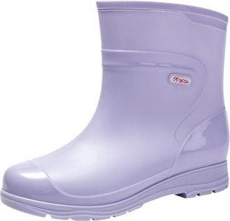 Generic Bottes de pluie tendance pour femme - Tube court - Chaussures deau en plastique avec semelle antid&eacute;rapante - Bottes en caoutchouc chaudes et imperm&eacute;ab