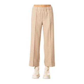 D.exterior Pantalon Large Court Cheville - Femme - Pantalons - Brun - Taille: 38 FR