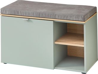 Möbelando Schuhbank >Bari< in Schilfgrün matt, MDF, Spannplatte - 78x50x38cm (BxHxT)