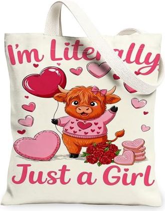 Generic Sacs fourre-tout r&eacute;utilisables en toile avec motif animal mignon pour la Saint-Valentin, sacs &agrave; provisions r&eacute;utilisables en toile l&eacute;g&egrave;re et lavable, b