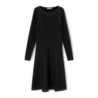 Motivi Midikleid in A-Linie mit Applikationen - - Dresses - Damen - Schwarzk - XS